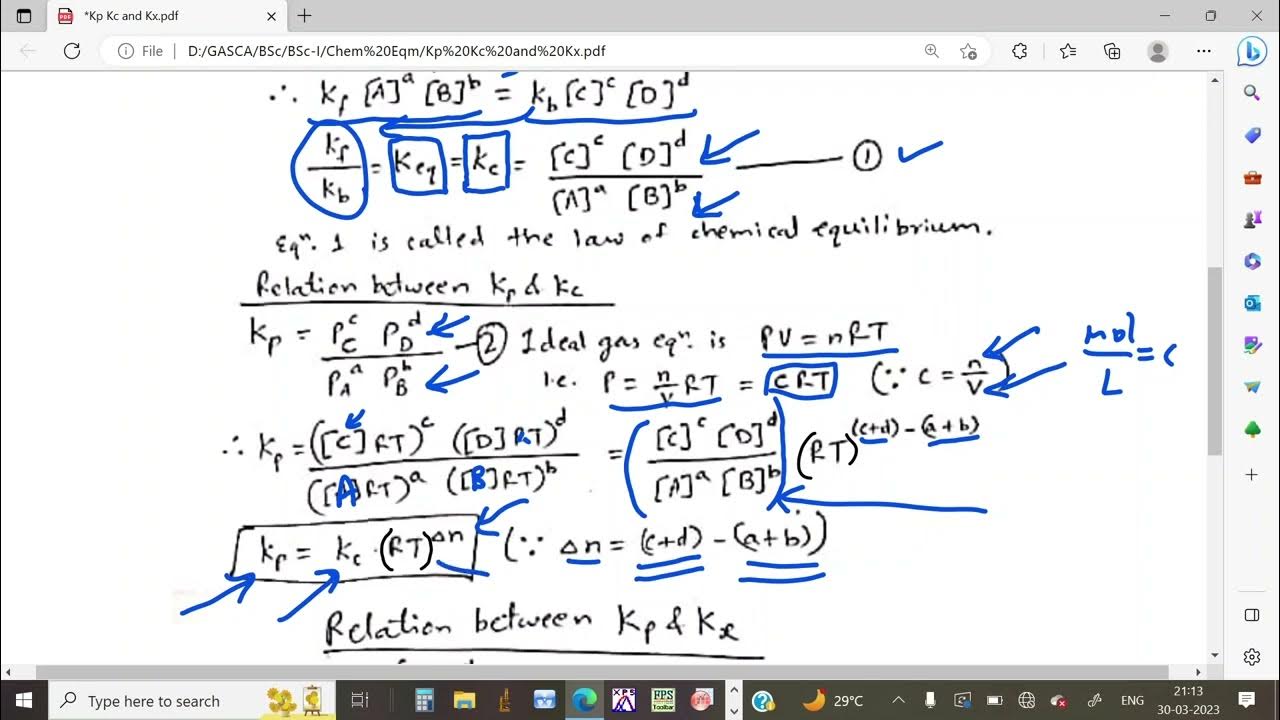 Chemical Equilibrium and relation between, Kp, Kc, and Kx - YouTube