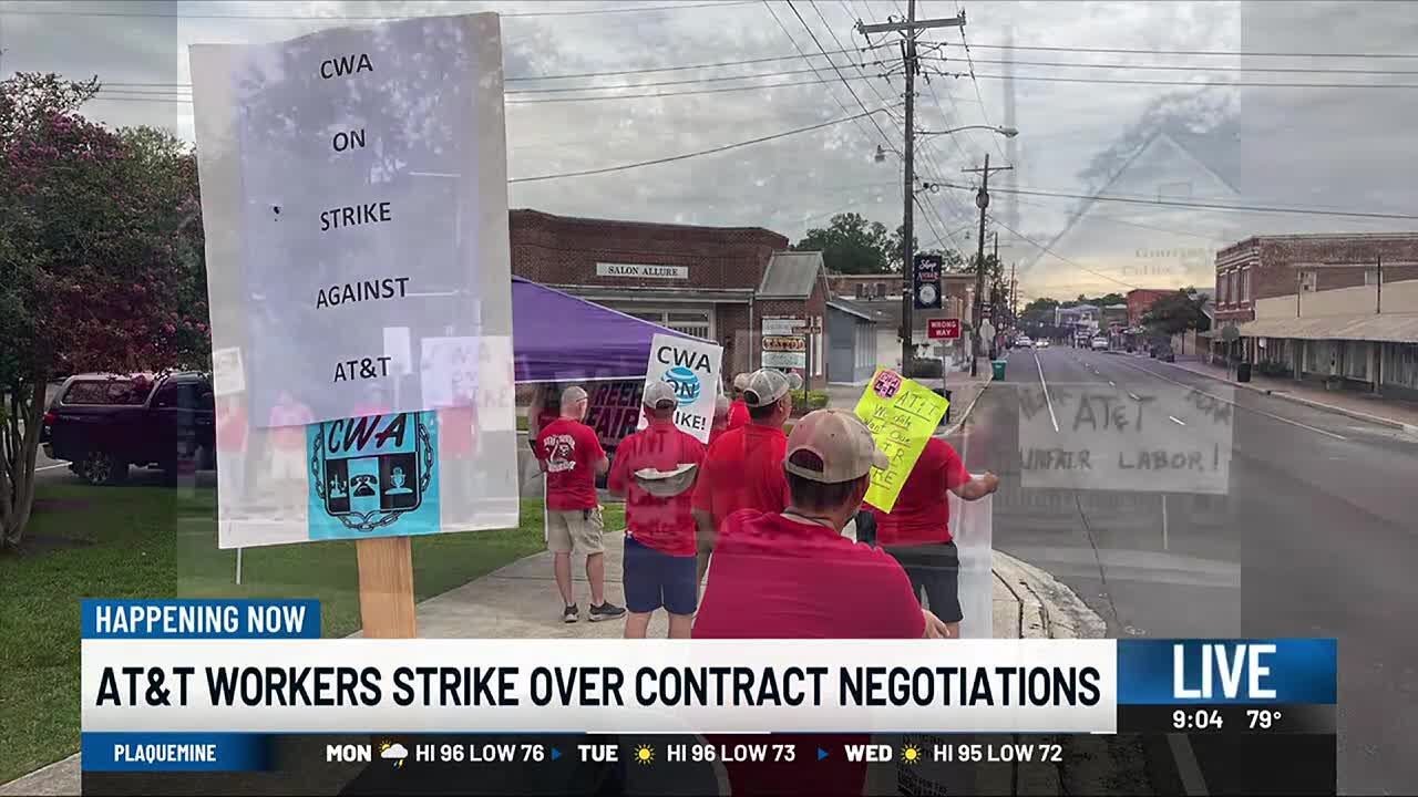 AT&T workers strike over contract negotiations - YouTube