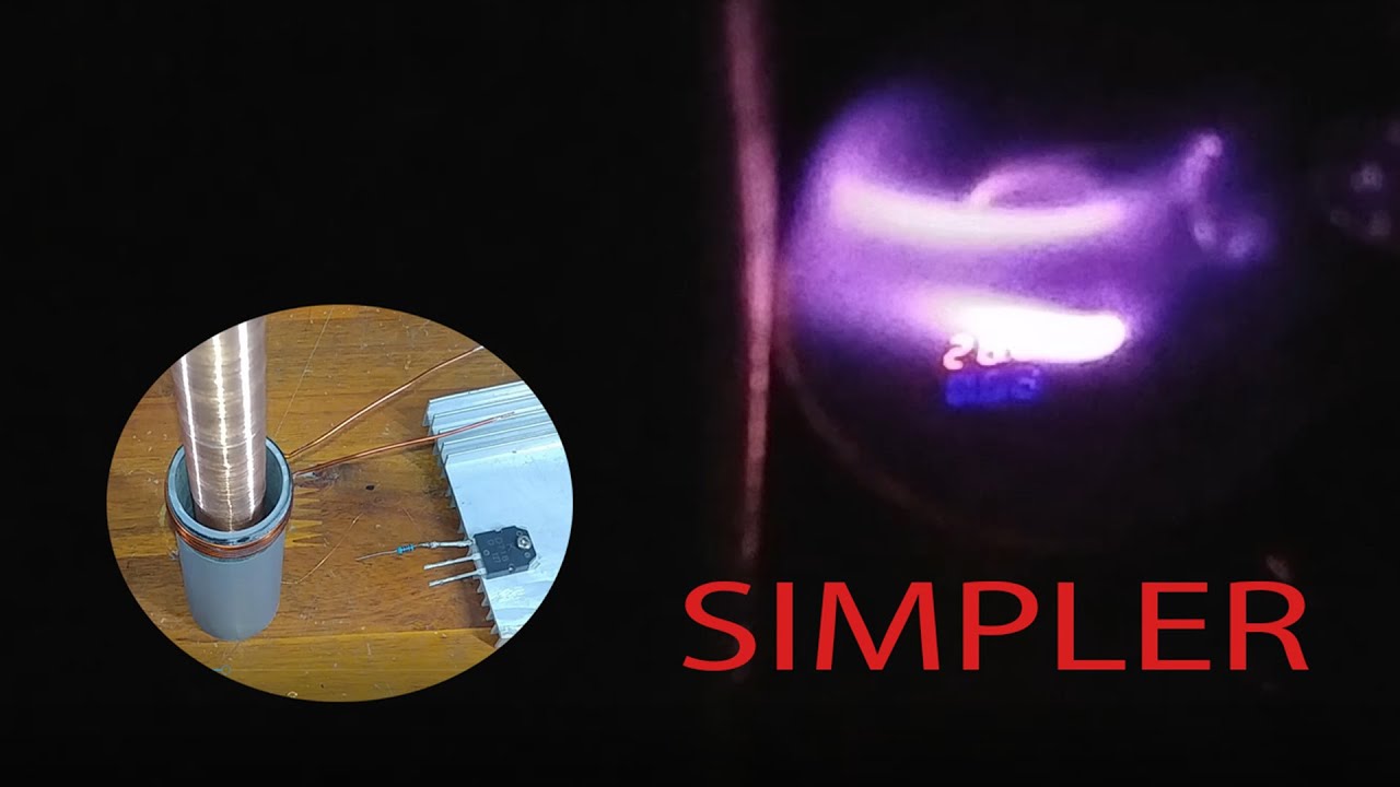 Simple tesla circuit, electric discharge tesla coil PLASMA - YouTube