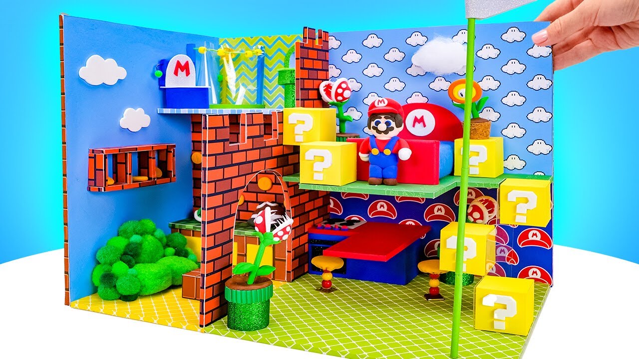 DIY Miniature House For Mario From Cardboard - YouTube