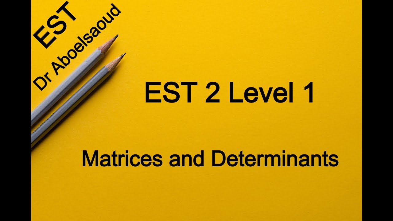 EST 2 Level 1 | Lesson1 | Matrices and Determinants - YouTube