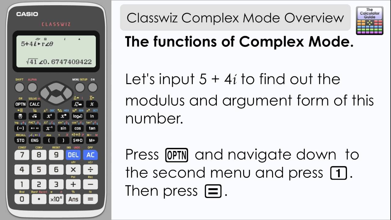 Casio Classwiz Complex Mode Modulus Argument And Cartesian Form