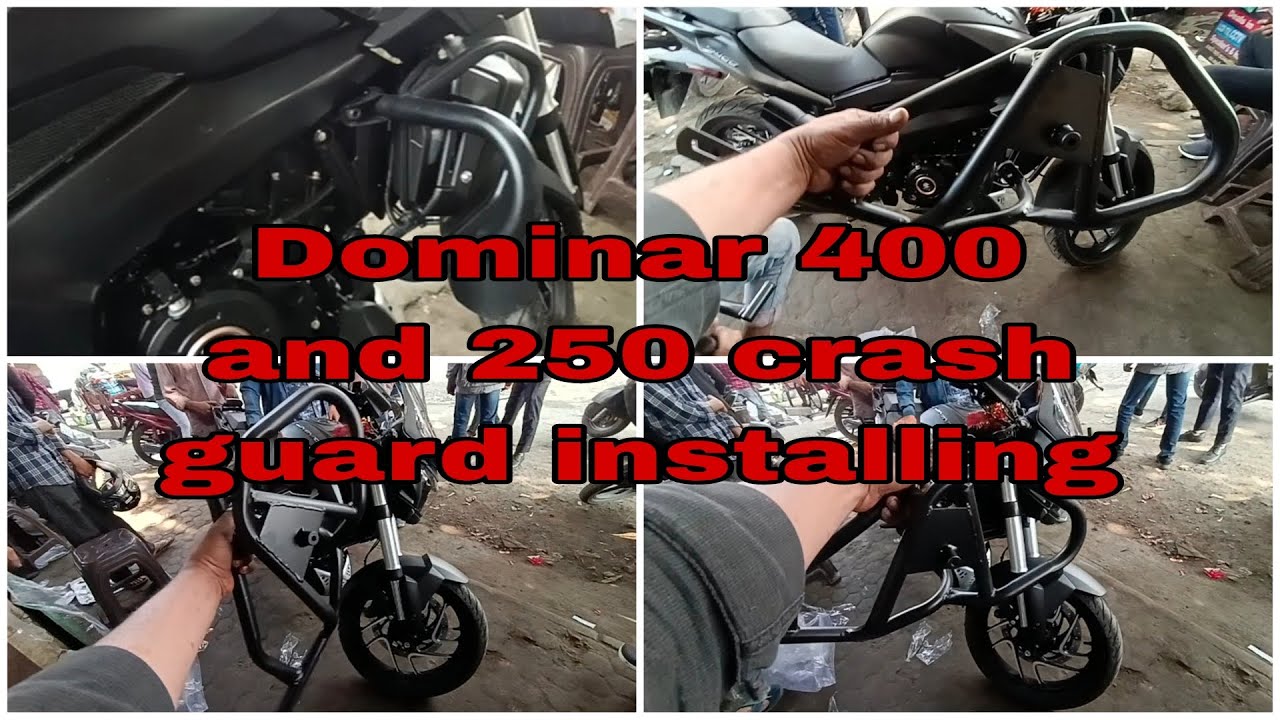 Bajaj Dominar 400 and 250 crash guard installing - YouTube