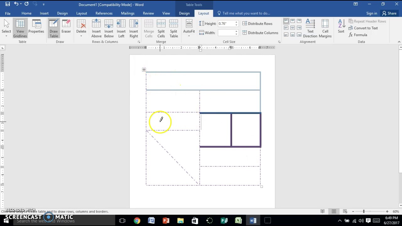 Word 2016 Drawing Table - YouTube