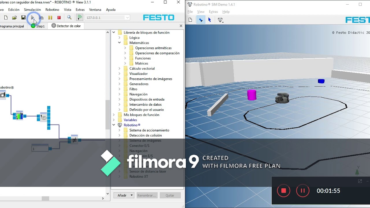Seguidor de linea y rastreador de colores con Robotino Festo - YouTube
