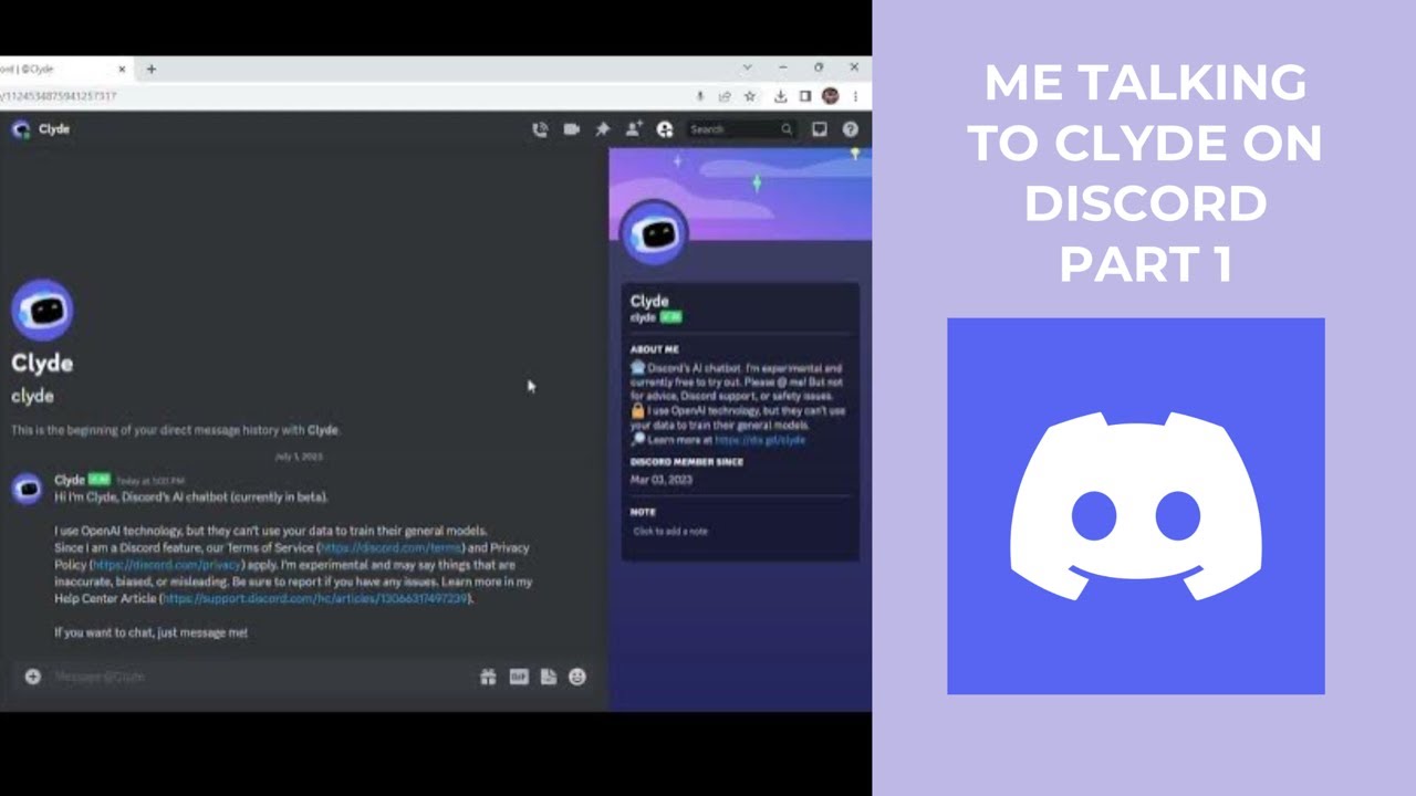 Me talking to Clyde on discord part 1 - YouTube