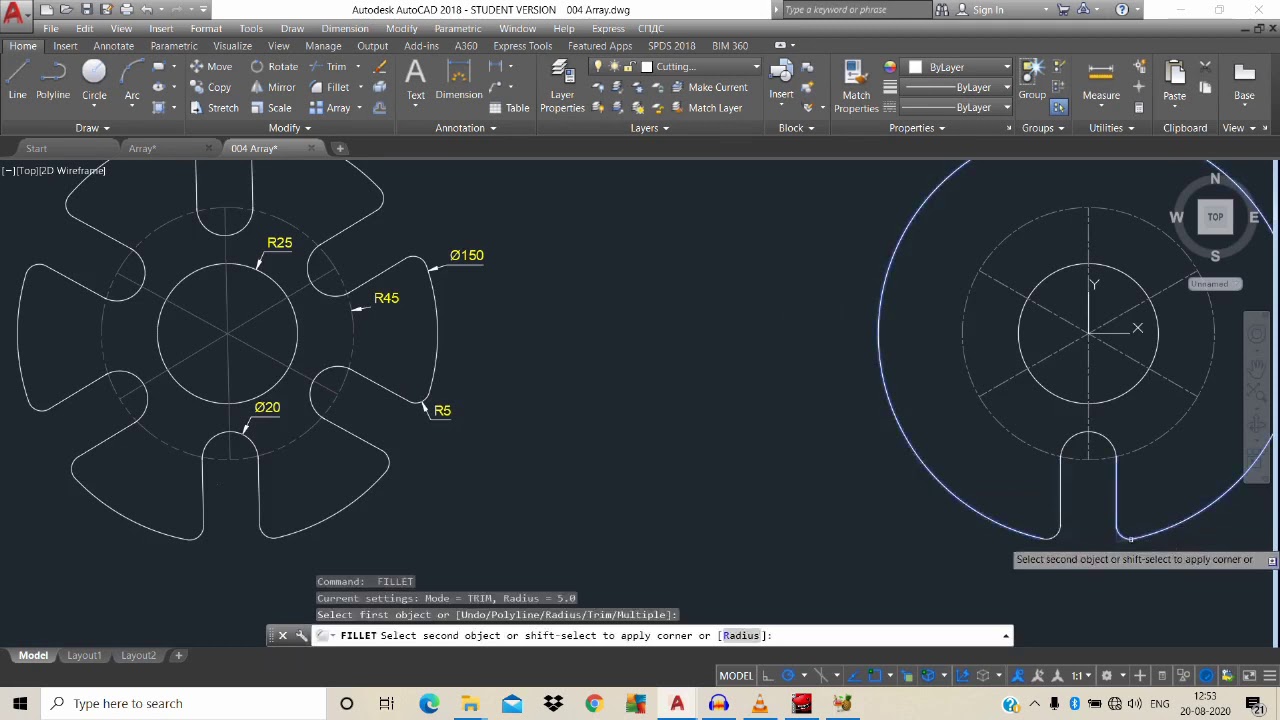 AutoCAD Tamil - 2D Practice Polar Array #007. - YouTube