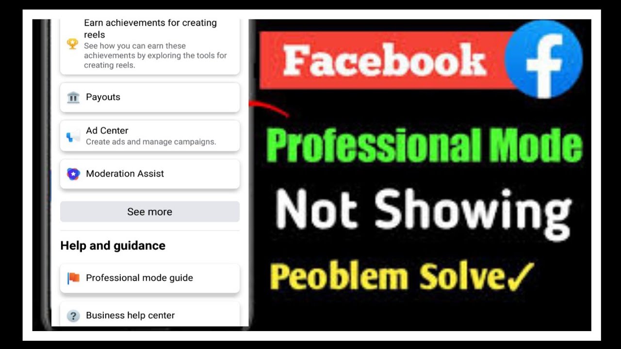 FACEBOOK Turn On Professional mode Easy simple steps - YouTube