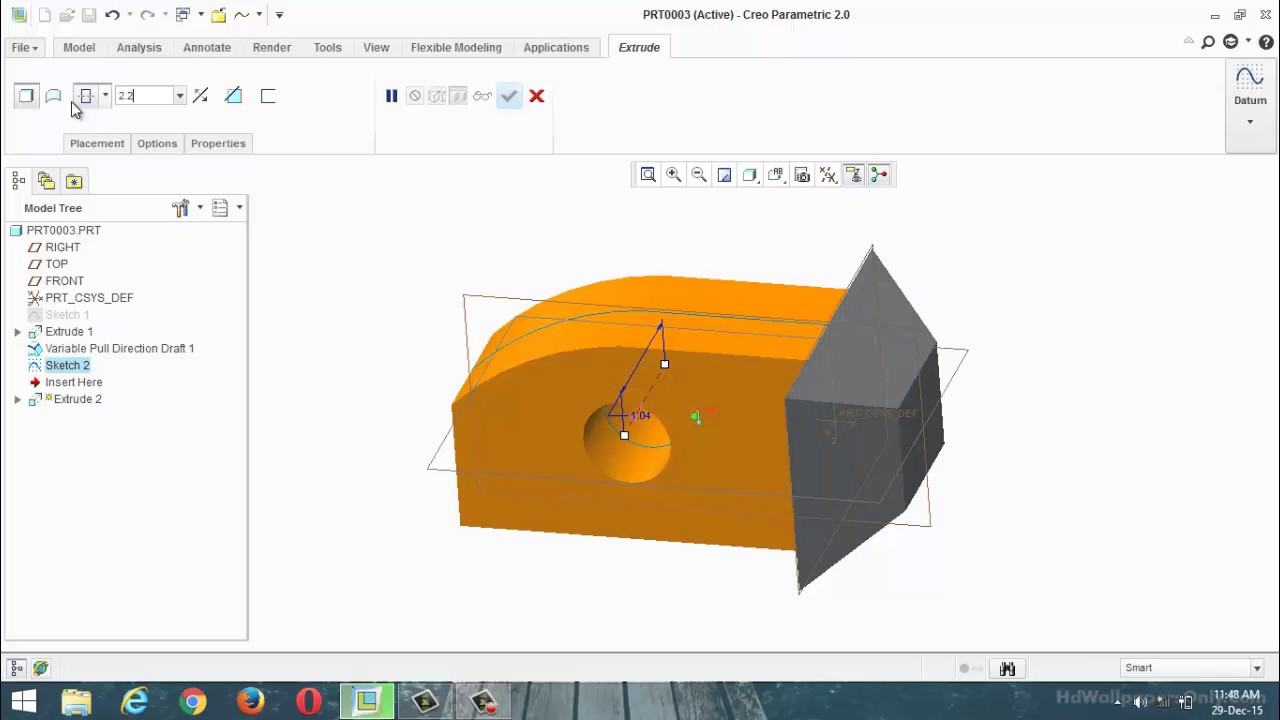 pro-e(creo) part design practice examples (class-6) - YouTube