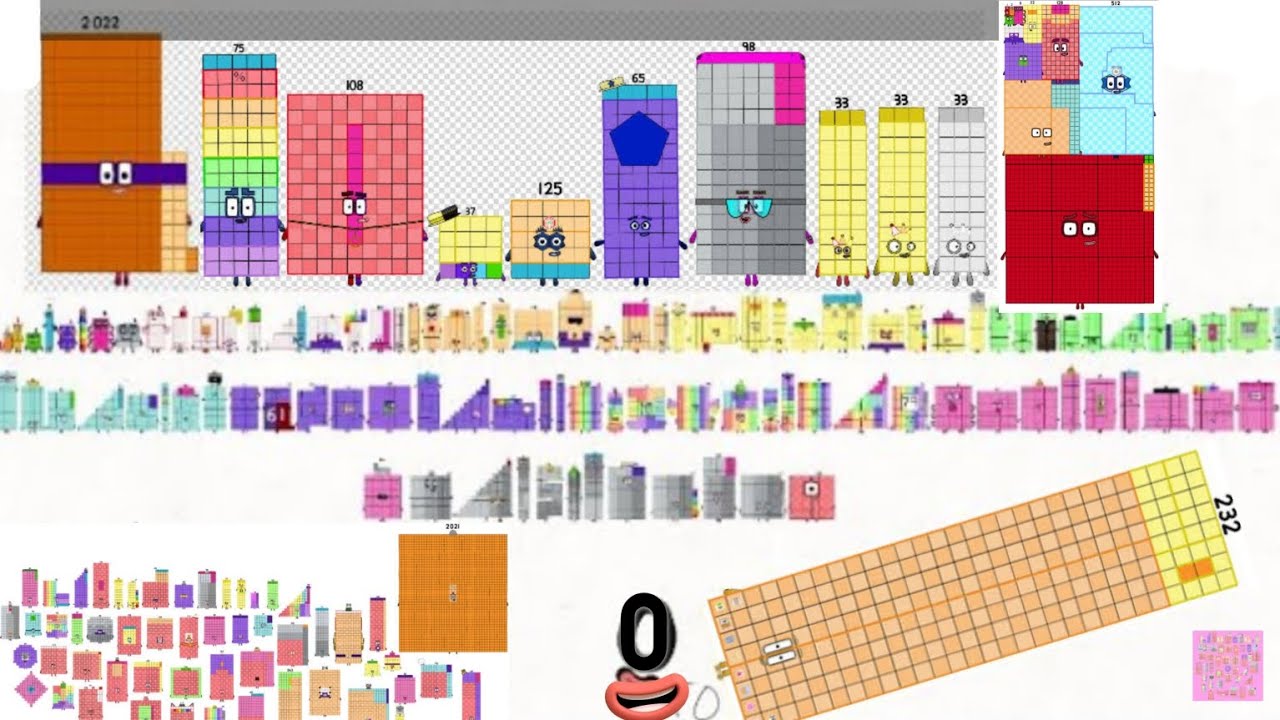 number blocks 0 to 232 inches. - YouTube