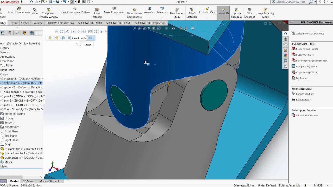 Solidworks Assembly Universal Joint 5 - YouTube