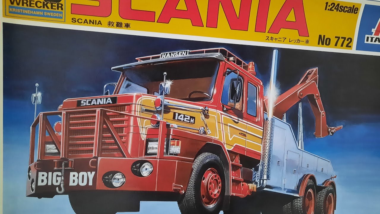 italeri 772 1/24 scania t142 bro wrecker truck cab montage part 2 # ...