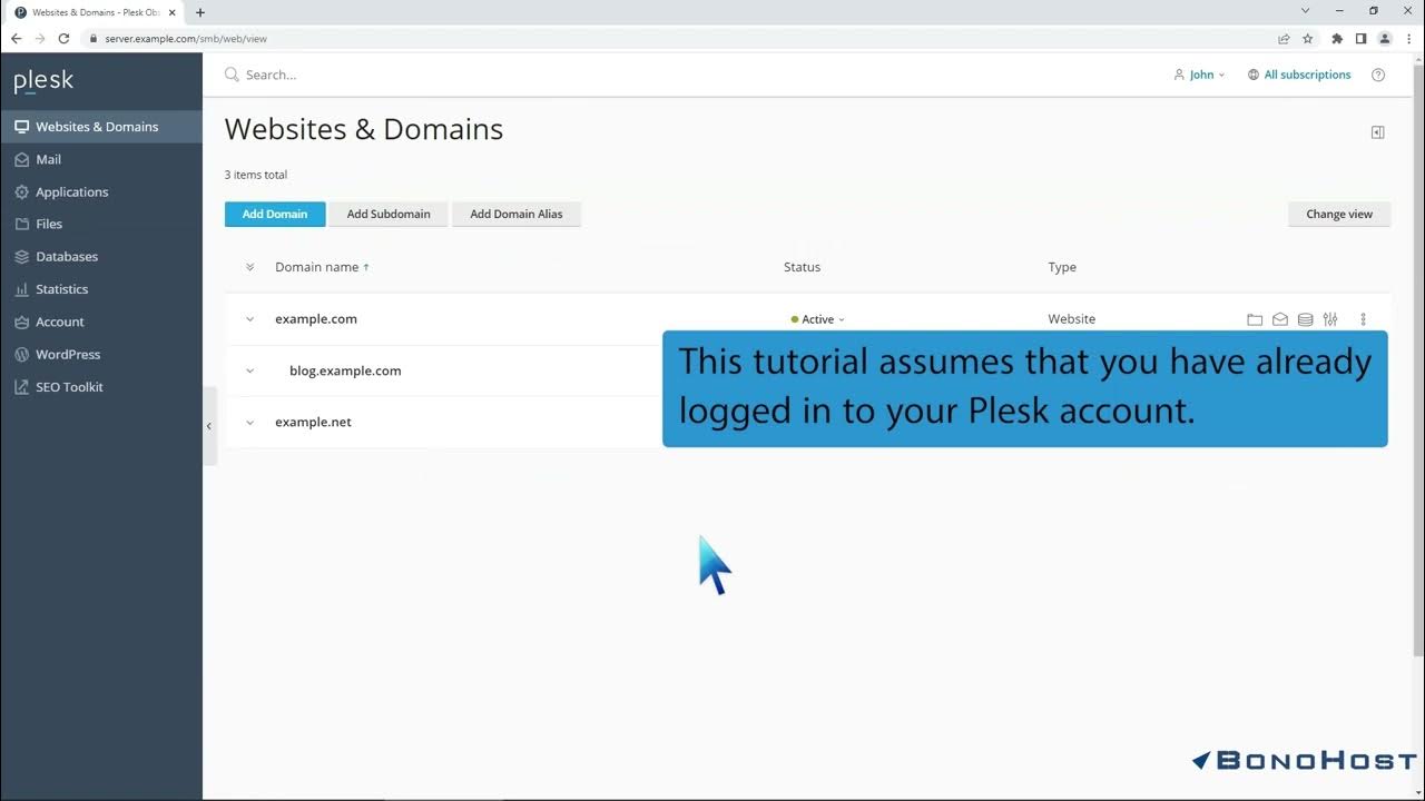 How to change view mode in Plesk BonoHost - YouTube