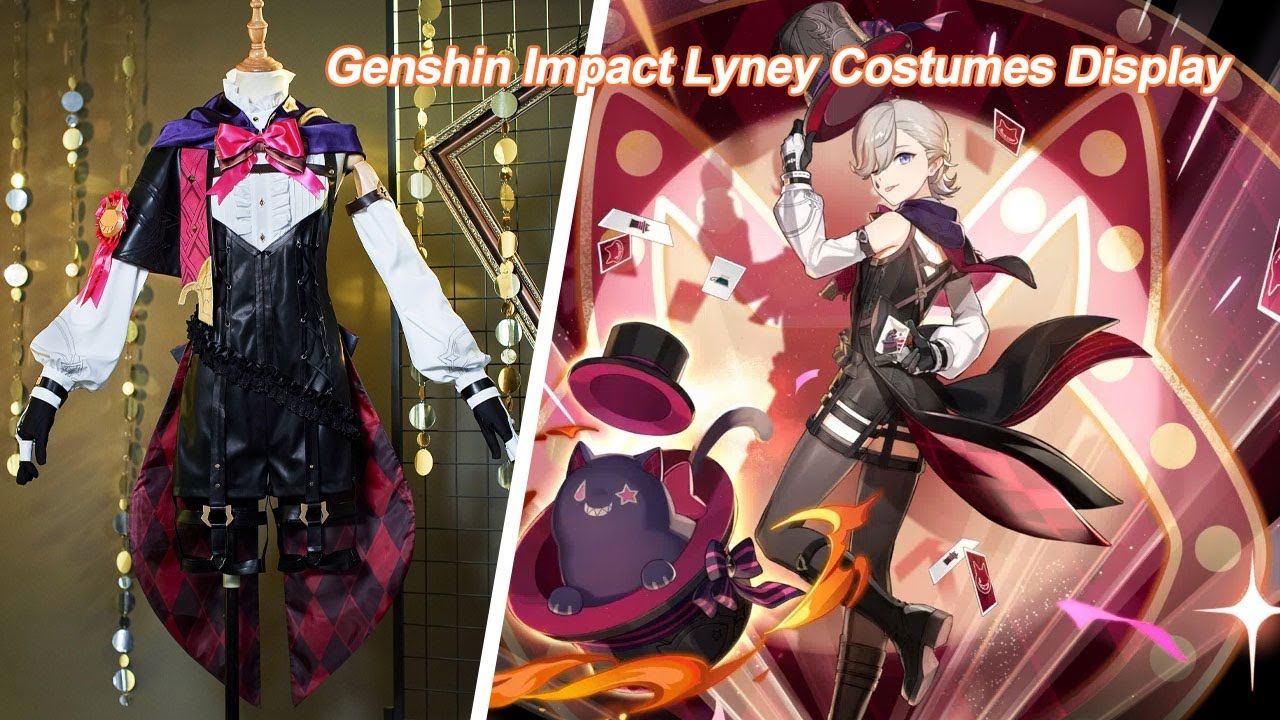 Genshin Impact Lyney Cosplay Costumes Display - YouTube