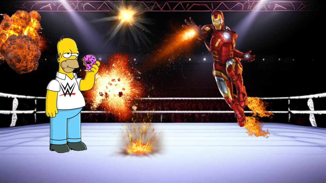 HOMER SIMPSON VS IRON MAN IN A WWE TABLE MATCH - YouTube