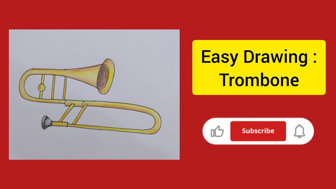 Easy Drawing : Trombone - Musical Instrument | How to Draw Trombone ...