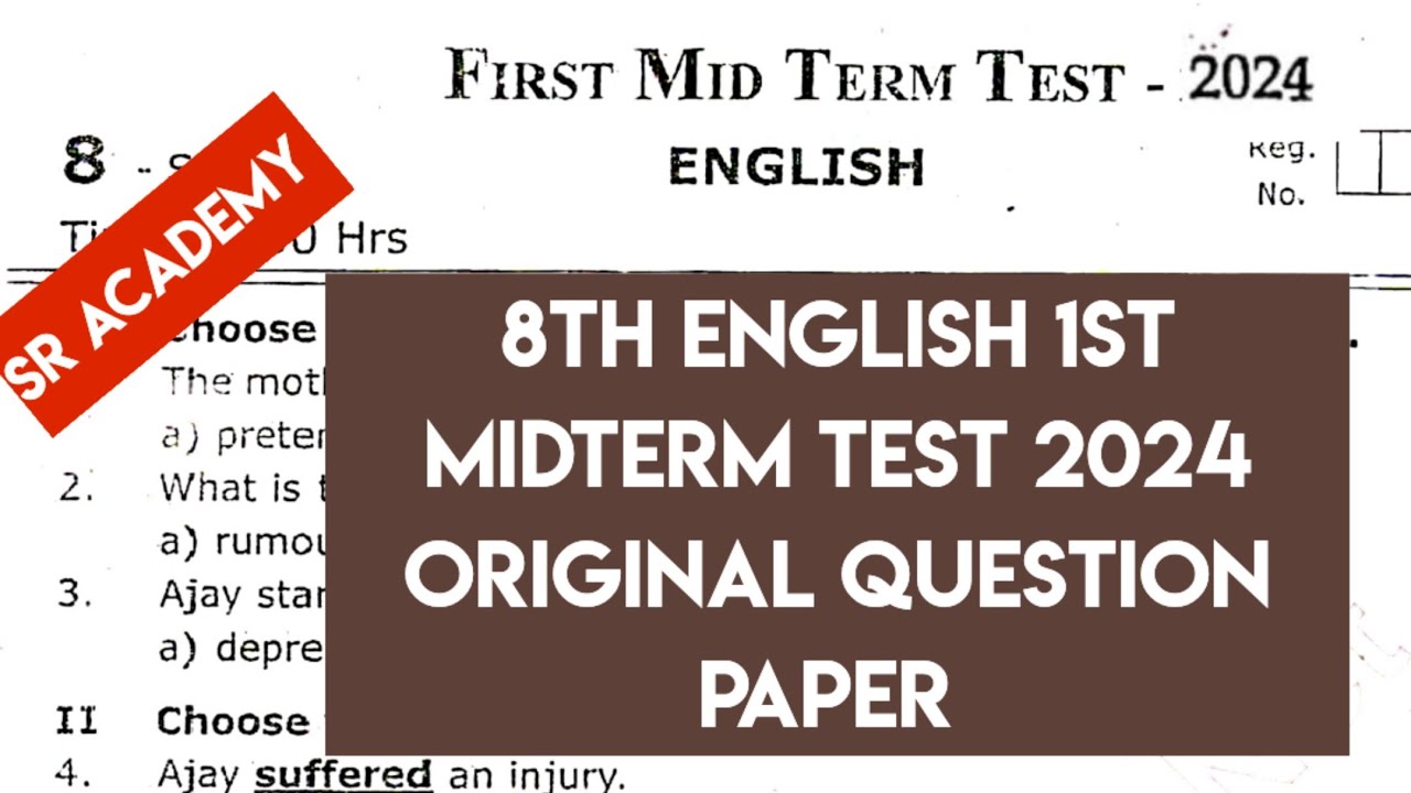 8th English first midterm 2024 original question paper private school - YouTube