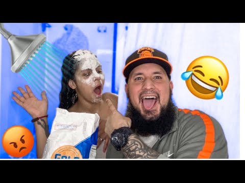 FLOUR SHOWER PRANK ON GIRLFRIEND!! * HILARIOUS*