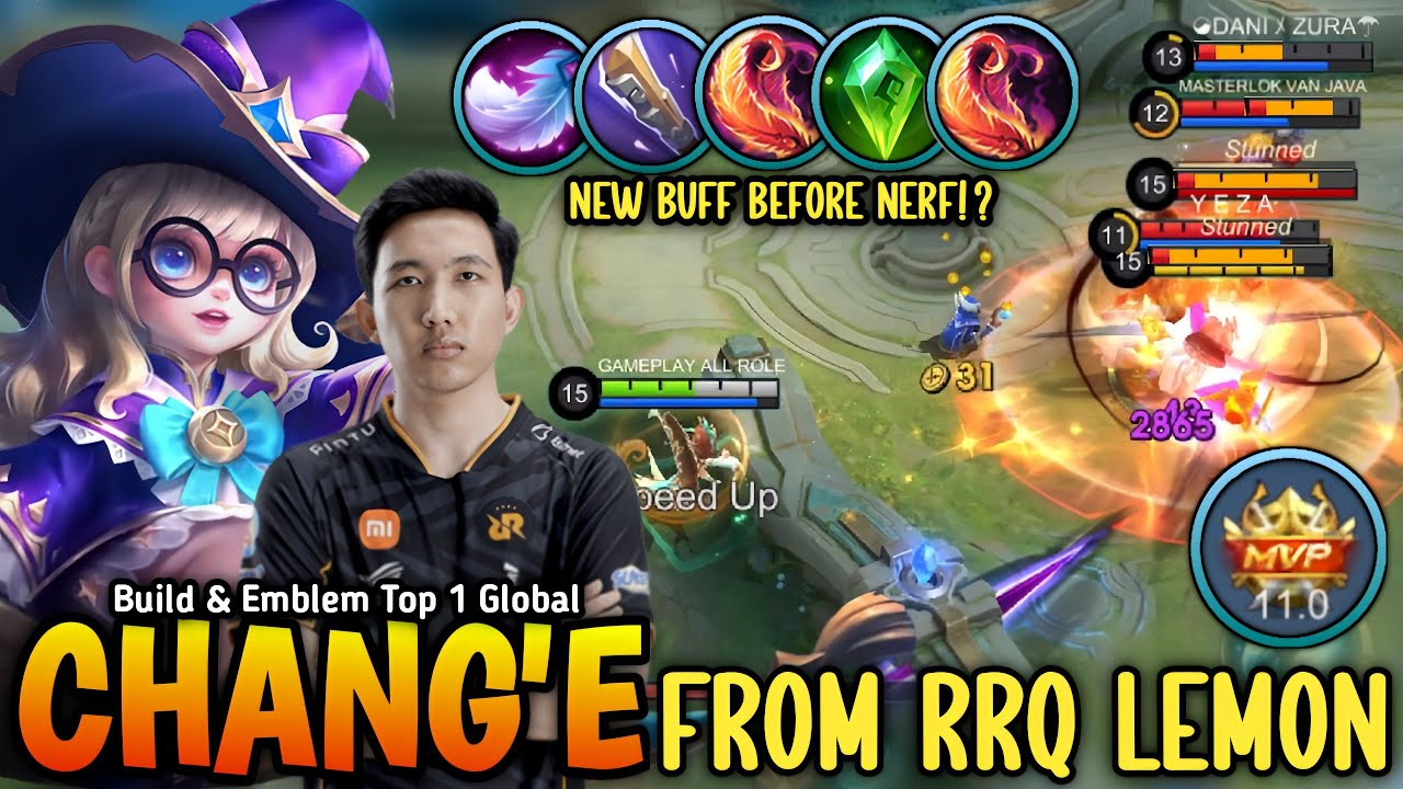 Thank You RRQ LEMON For Chang'e Best Build & Emblem Insane Damage WTF ...