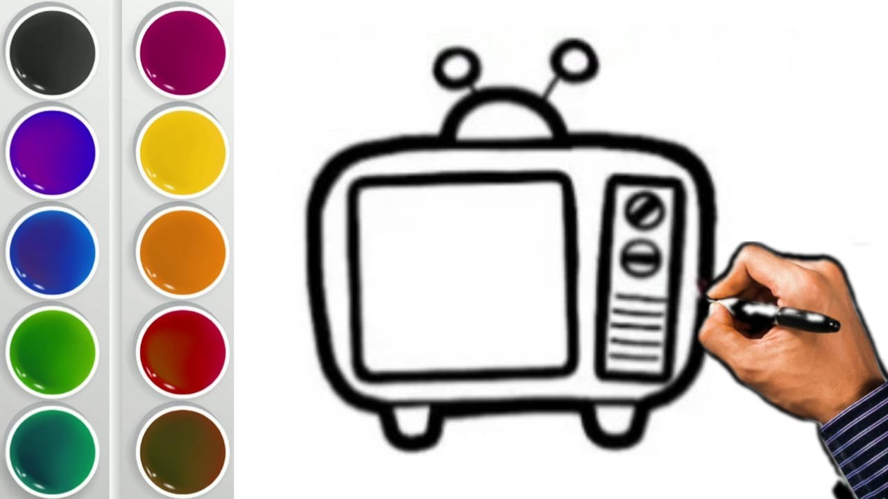 How to Draw TV | Telivesion Drawing Easy step by step Simple Drawing ...