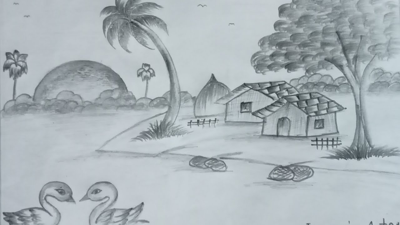 Sunrise Drawing, Suryoday Drishya, Ugta Suraj - YouTube