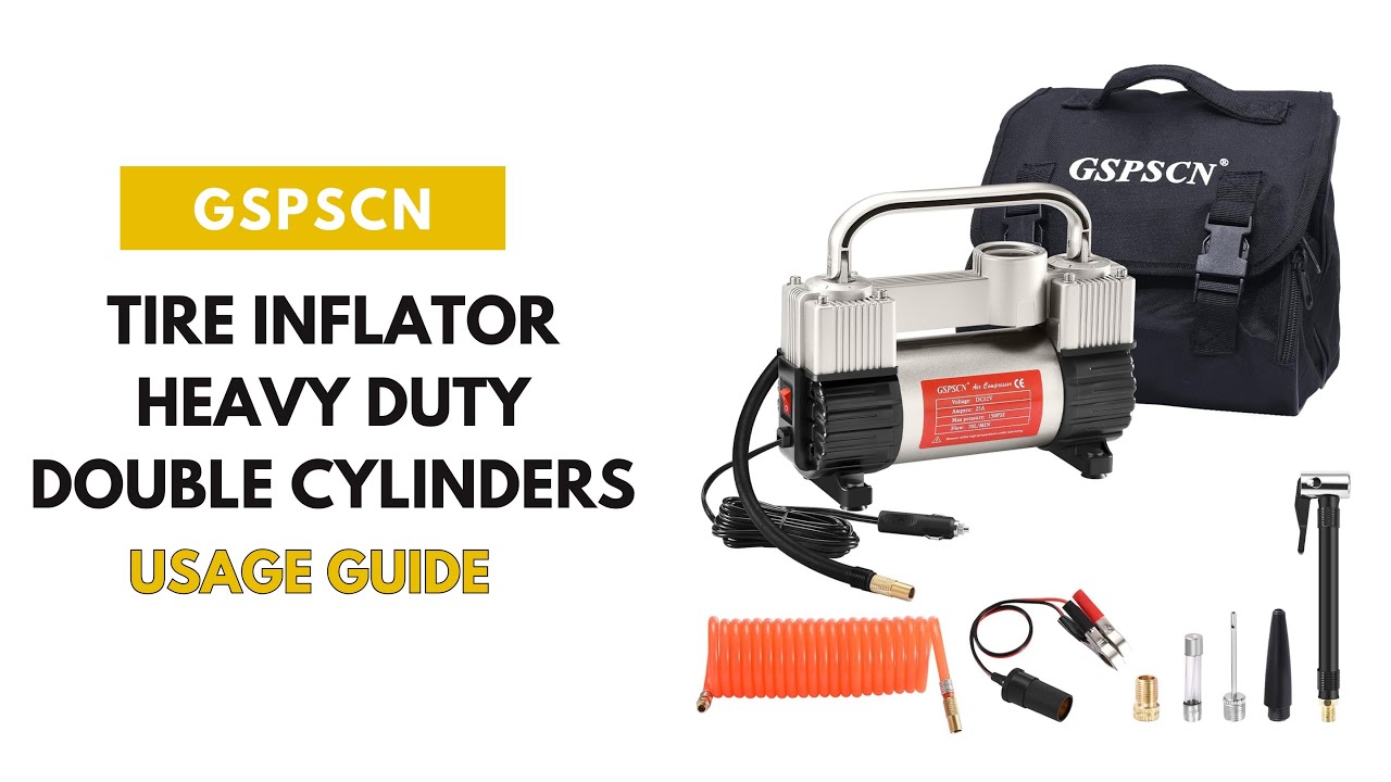 How to Use: GSPSCN Tire Inflator Heavy Duty Double Cylinders 150PSI ...