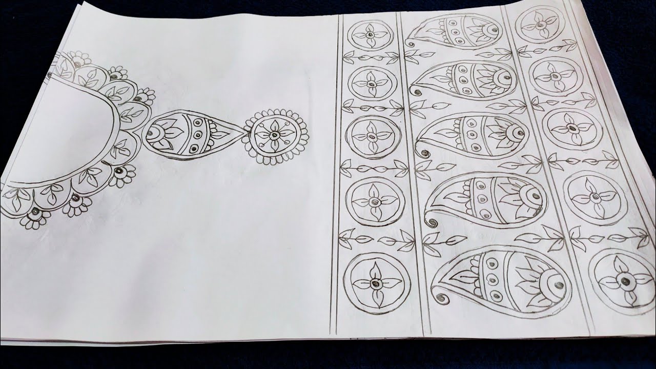 Phulkari jamar design drawing | Phulkari jamar design | Hand embroidery ...