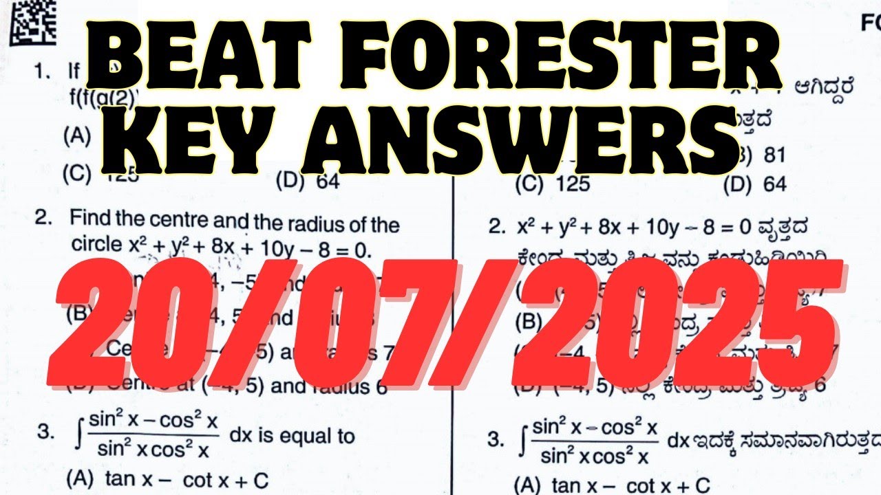 Beat Forester Key Answers 2025/ Forest Guard GK Question Paper Analysis ...
