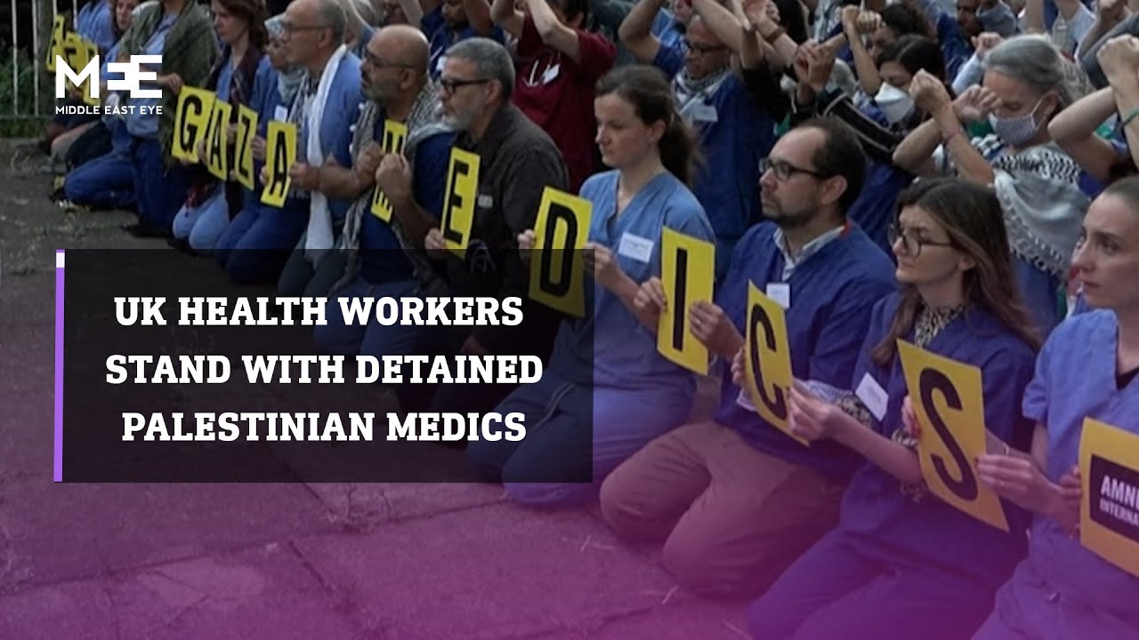 UK health workers demonstrate to stand in solidarity with detained ...