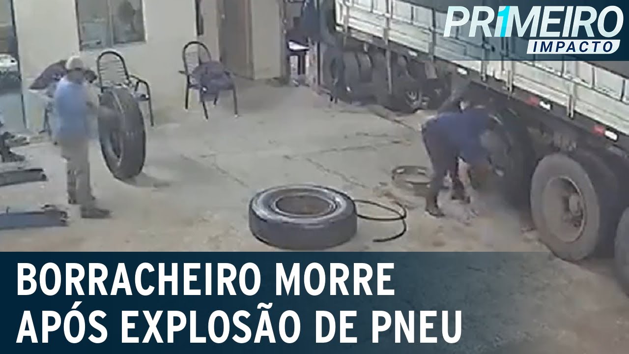 Borracheiro morre após ser arremessado por explosão de pneu | Primeiro Impacto (04/05/23) - YouTube
