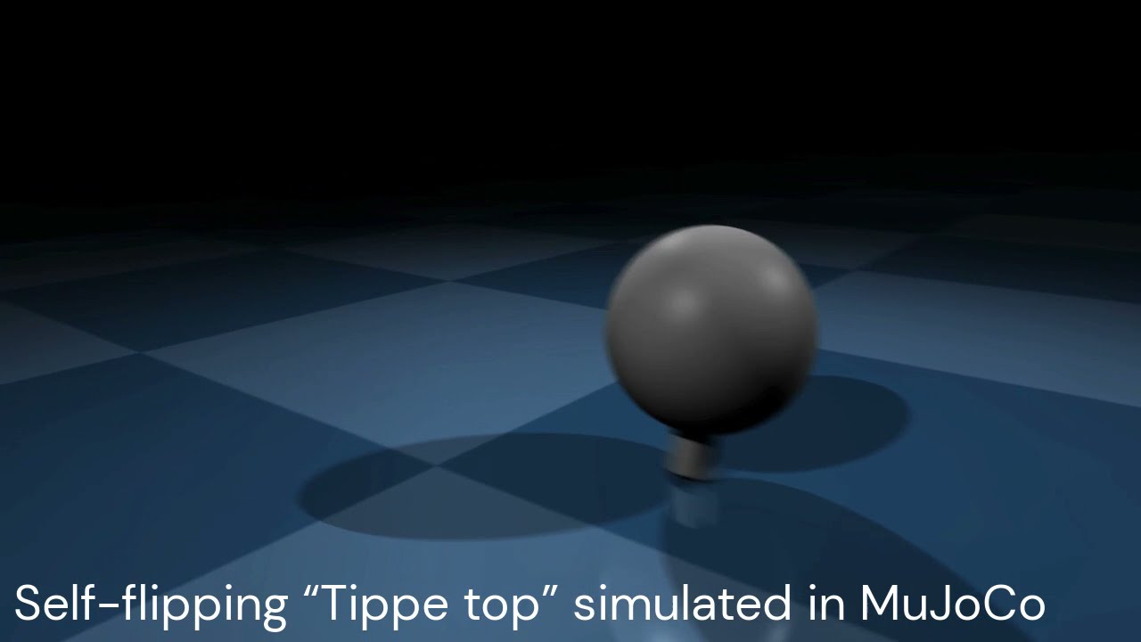 Self-flipping Tippe top in MuJoCo - YouTube