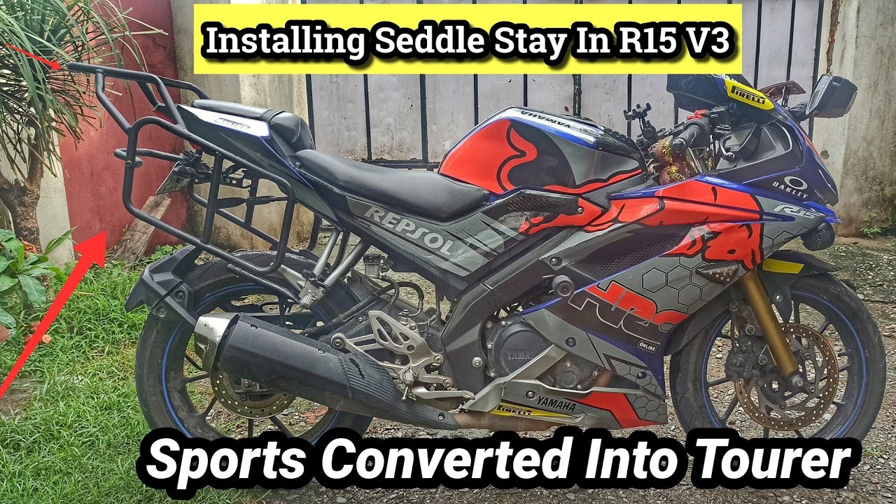Installing Seddle Stay in R15 V3🔥 Sports Bike Converted Into Adventure ...