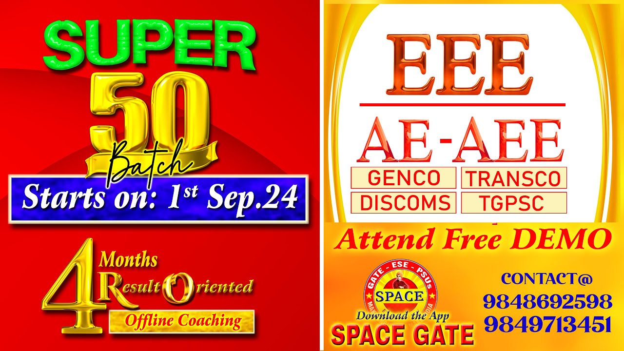 AE AEE - EEE Super 50 Batch Starts on 1st September || SAIMEDHA KOTI ...