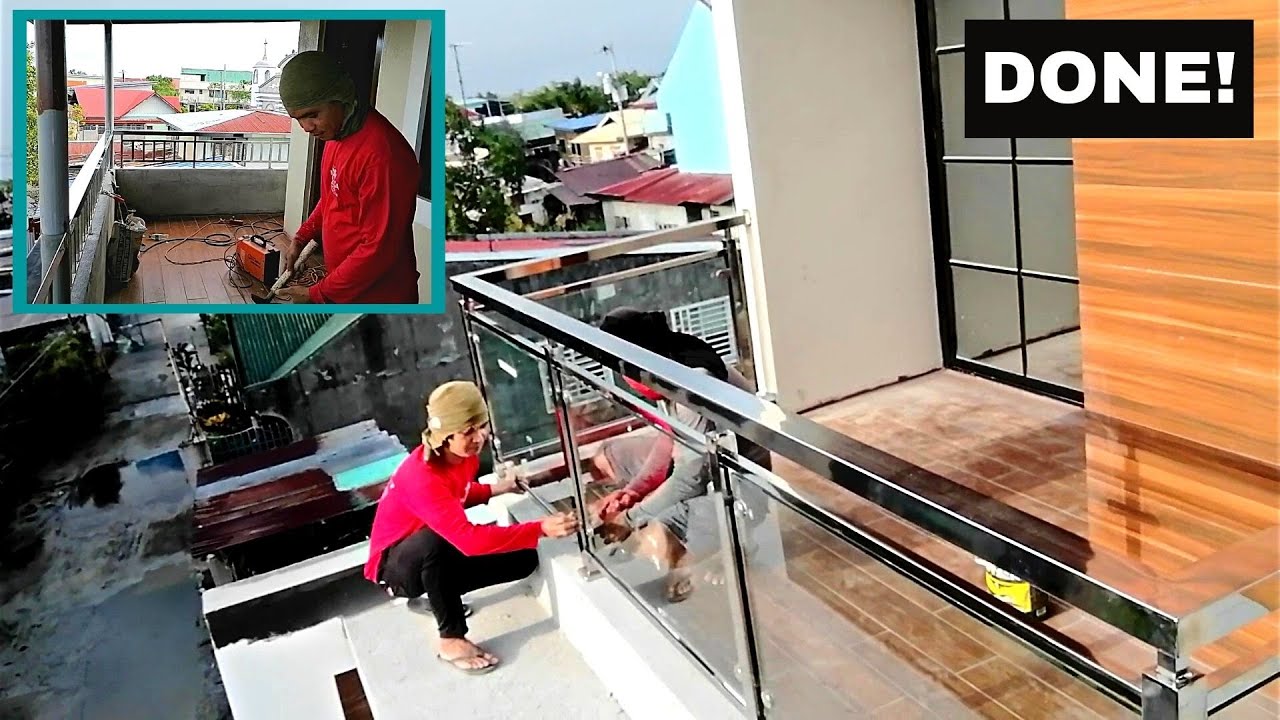 Stainless Tempered Glass Railings Installation sa Balcony - YouTube