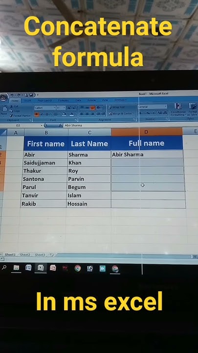 Concatenate formula in excel. ms excel tutorial. text marge. - YouTube