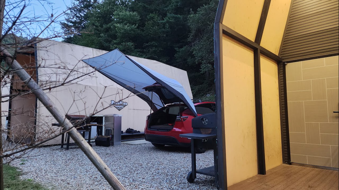 테슬라 모델Y 정품 캐노피 (꼬리타프) #차박 #캠핑 #타프 Tesla Model Y Canopy 特斯拉官方Model Y ...