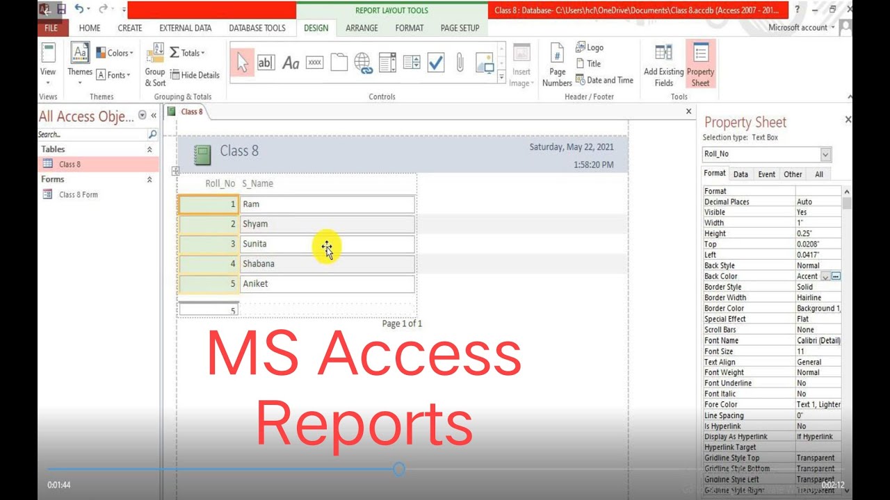 MS ACCESS REPORTS - YouTube