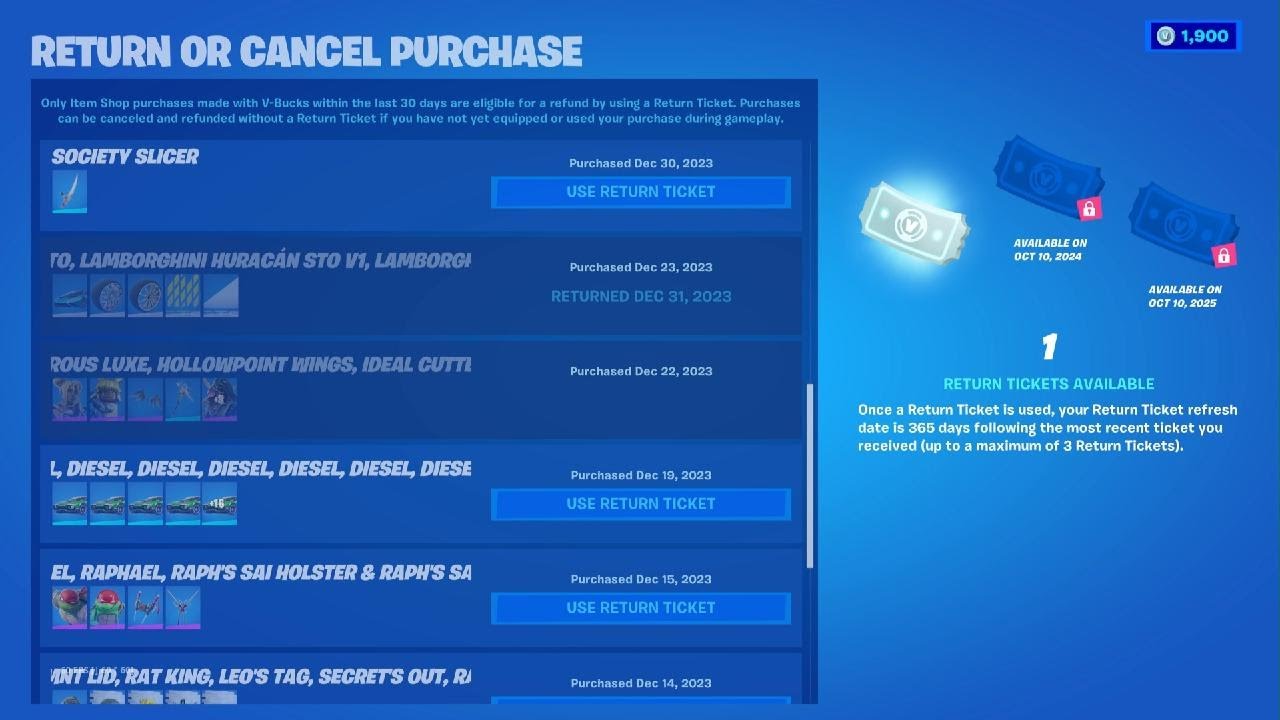 Fortnite using a refund ticket - YouTube