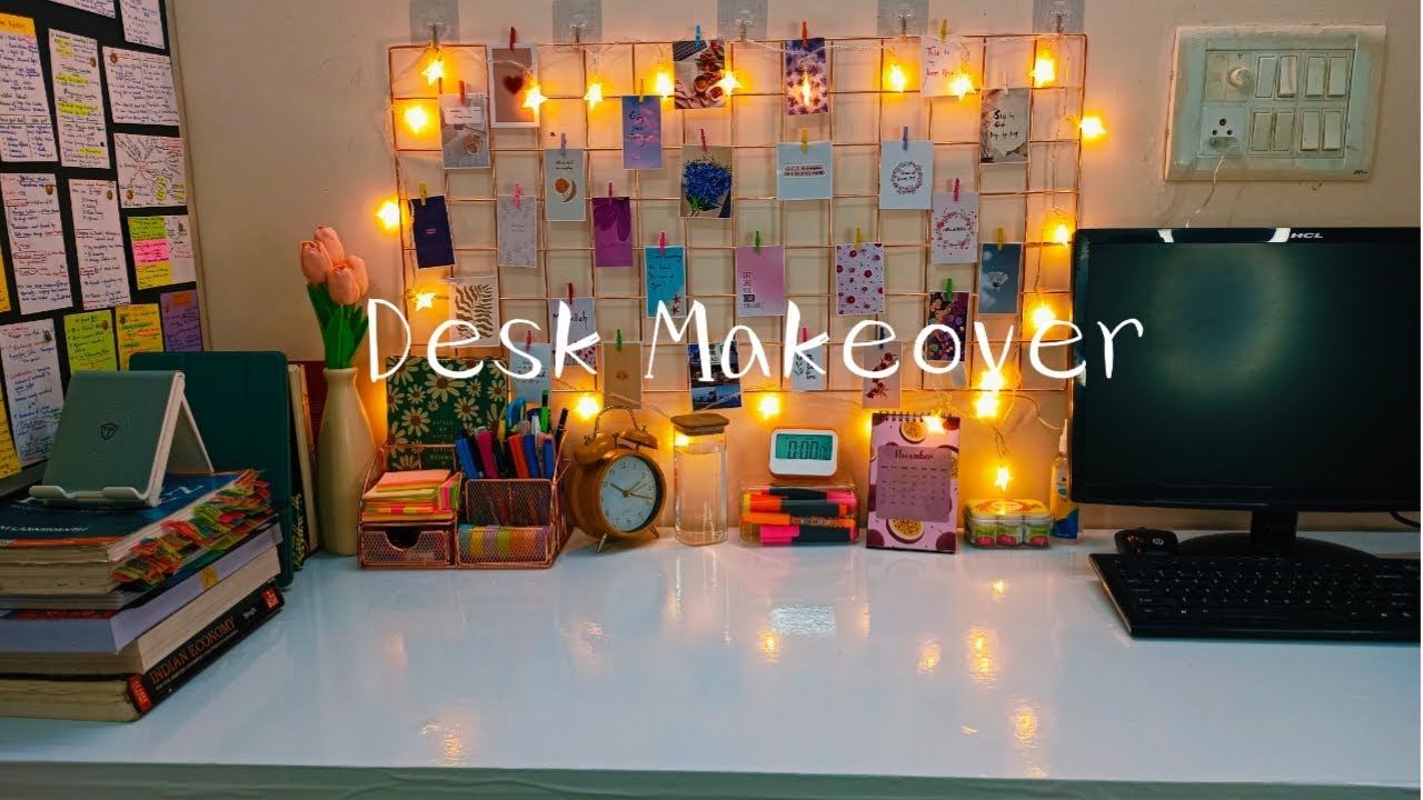 Aesthetic desk Makeover + Study room tour UPSC Aspirant | Productive ...