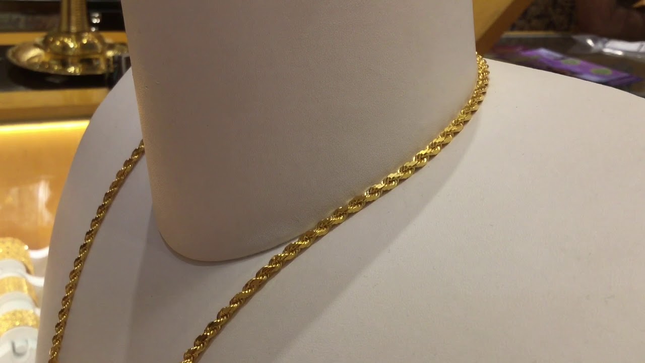Real 22K Yellow Gold 2mm to 7mm Diamond Cut Rope Chain Pendant Necklace ...