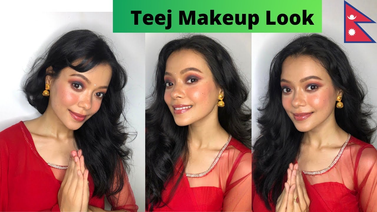 TEEJ MAKEUP LOOK- SIMPLE FESTIVE MAKEUP #nepali - YouTube