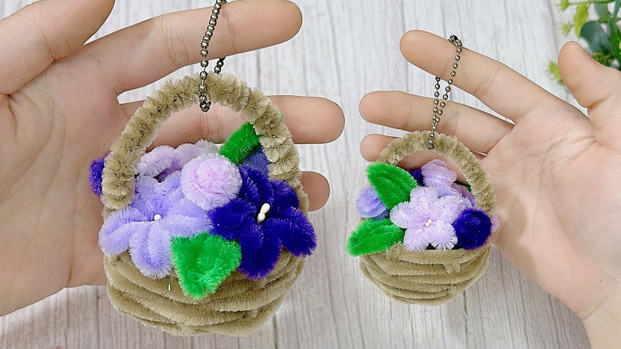 DIY Key chain flower Mini - Pipe Cleaner Flower Craft - Gift Ideas ...