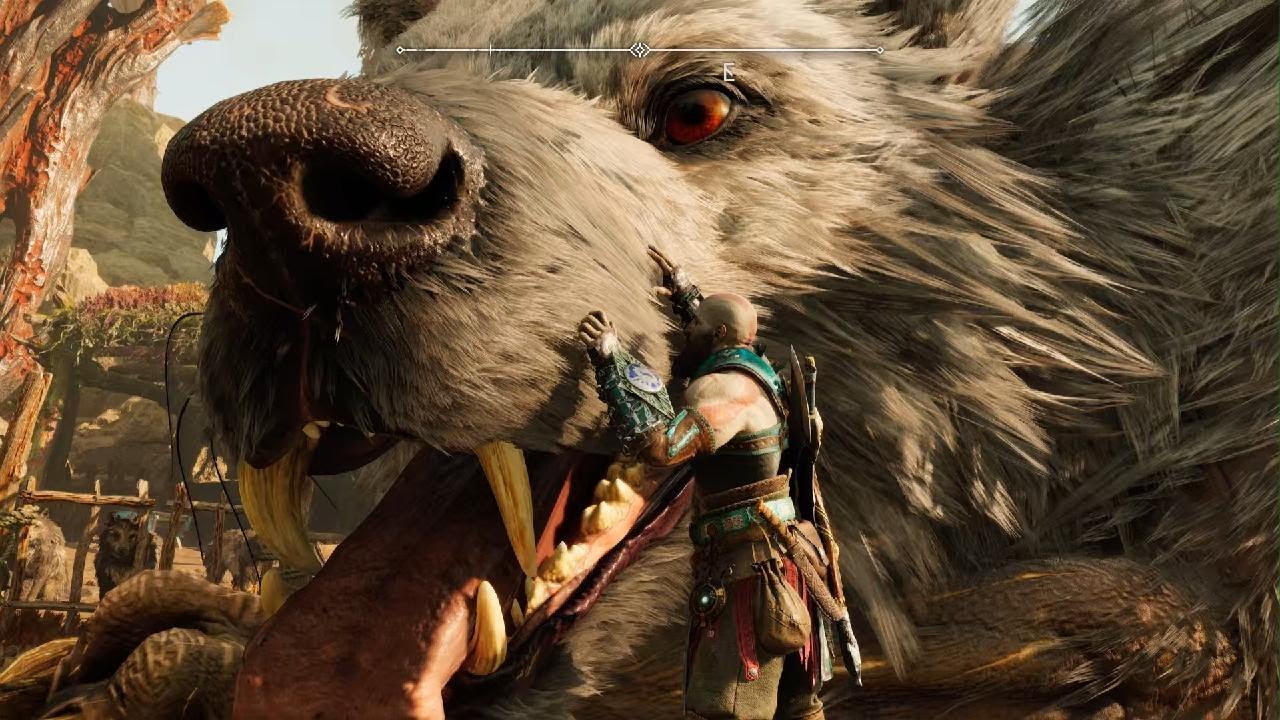 Kratos Pets Giant Wolf "Good boy" God of War Ragnarök - YouTube