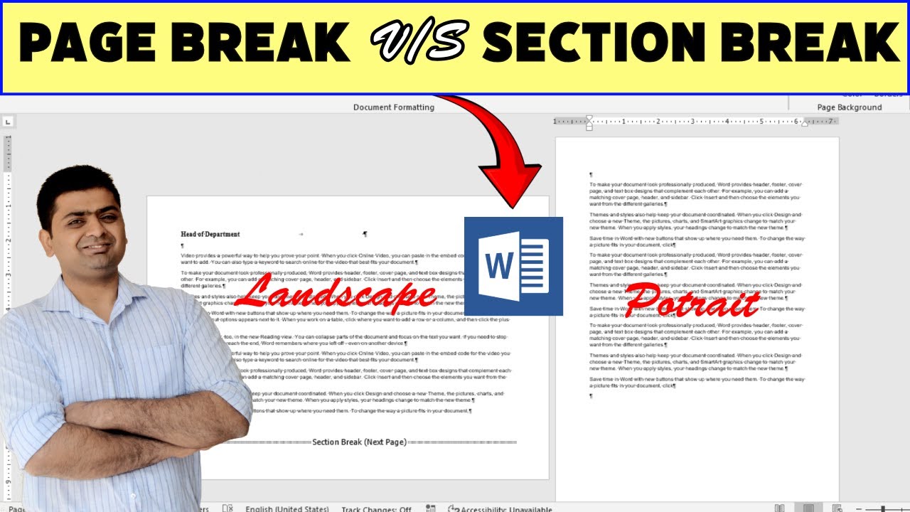 Page Break V/s Section Break in MS Word - YouTube