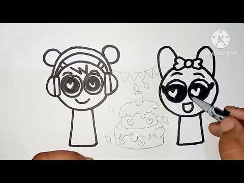 How to Draw and Color a cute pinki from Sprunki Easy tutorial - YouTube