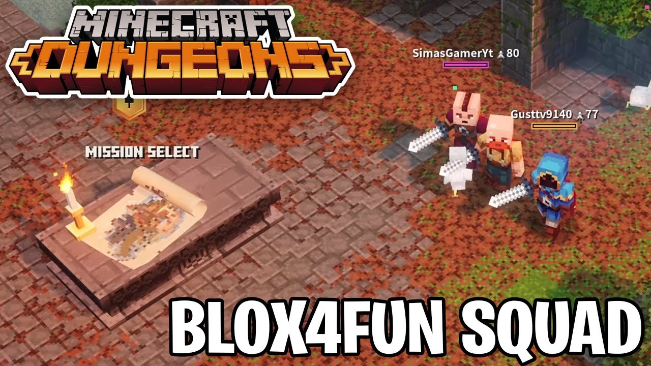 BLOX4FUN SQUAD PLAYS MINECRAFT DUNGEONS! (PART 1 CREEPER WOODS) - YouTube