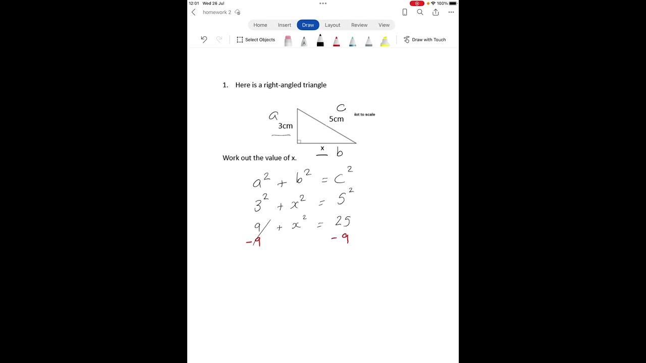 Pythagoras' Theorem Short Side - YouTube