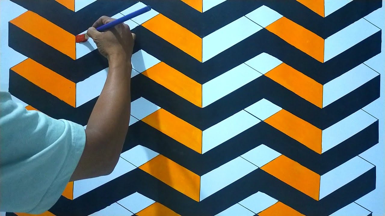 How to Draw 3D Paint Wall Pattern | Interior Design of Home Wall |Cách ...