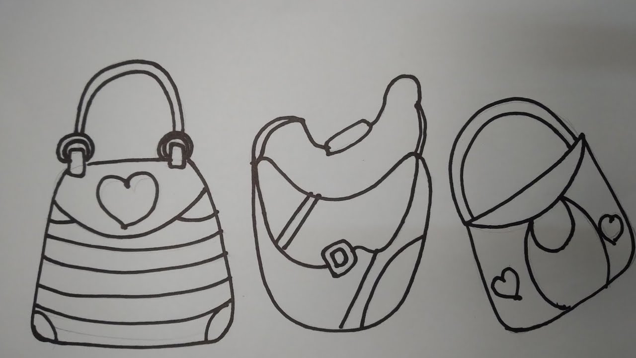 Variety handbag drawing /Easy draw for kids - YouTube