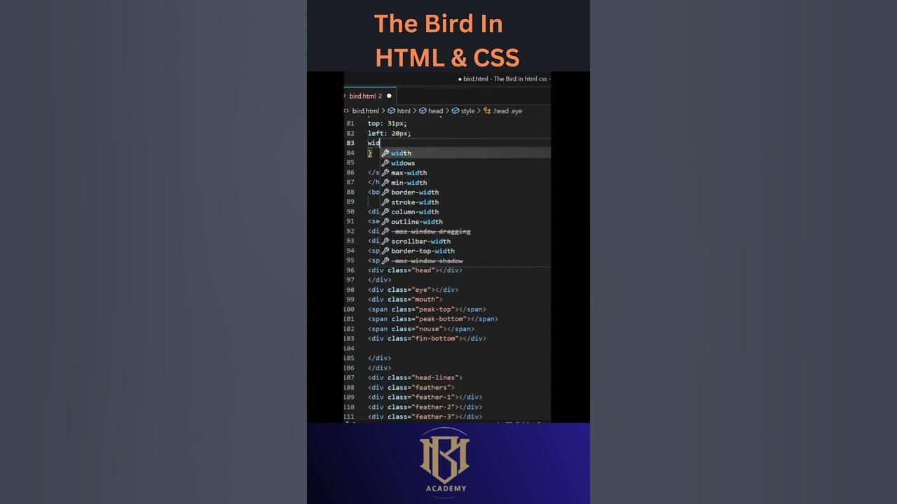 The Bird In HTML & CSS #birdslover - YouTube